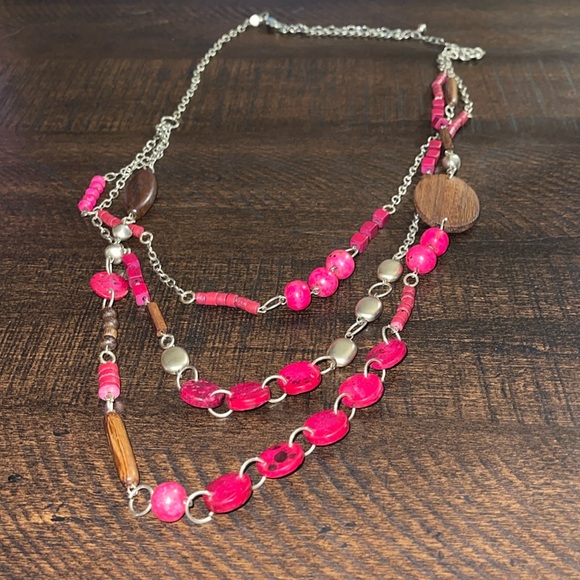 Chico's | Jewelry | Chicos Multi Strand Necklace Pink Tone Silver Tone ...